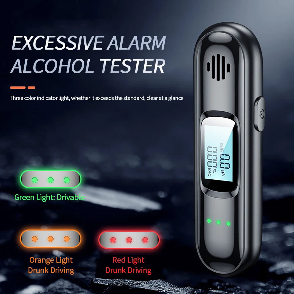 Portable-Non-contact-Alcohol-Tester-Breathalyzer-Rechargeable-With-LED ...
