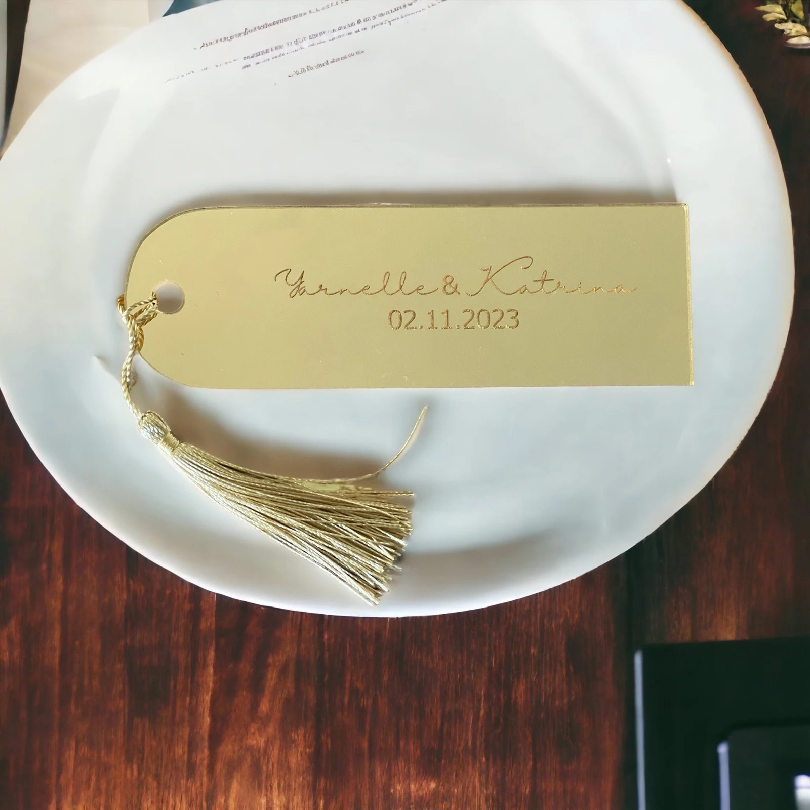 Arched-Tassel-Acrylic-Bookmark-Color-Blank-Wedding-Favor-Place-Card ...