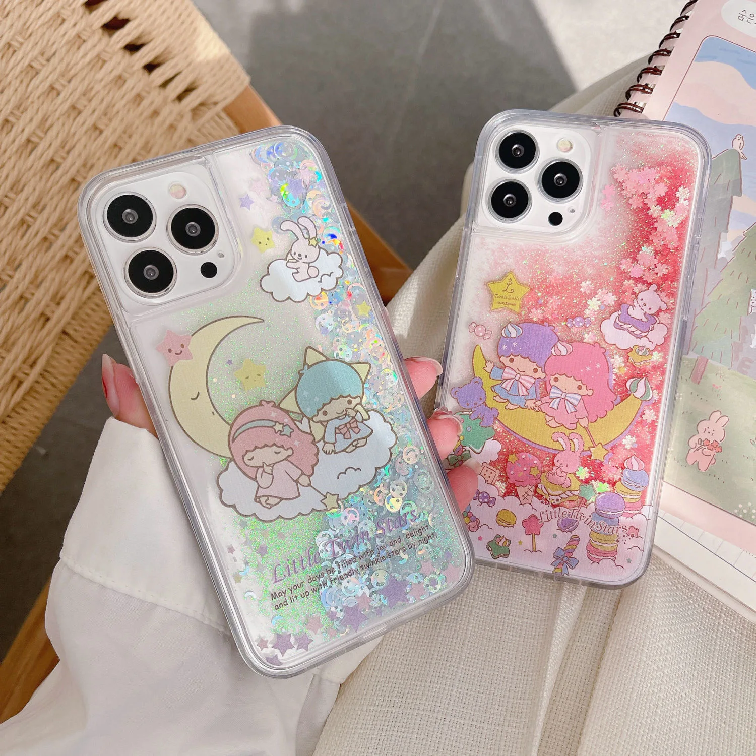 Miniso-Little-Twin-Star-Quicksand-Glitter-Phone-Cases-For-IPhone-14 ...
