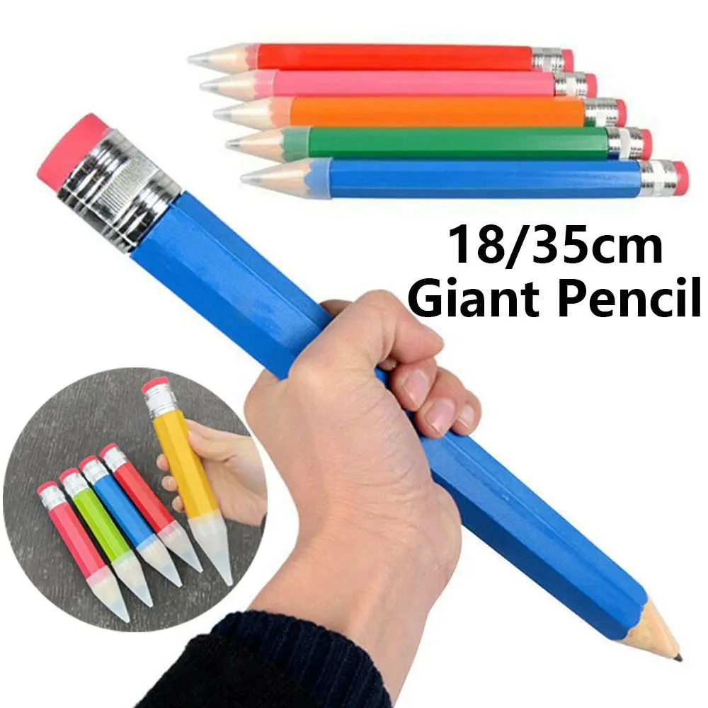 Wooden-Giant-Pencil-Fun-Gift-18-35CM-With-Eraser-Big-Pencil-Novelty-Toy ...