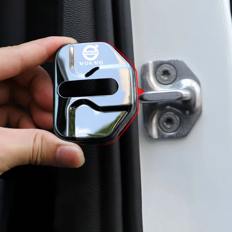 4Pcs Stainless Steel Car Door Lock Cover Auto Accessories For Volvo ...