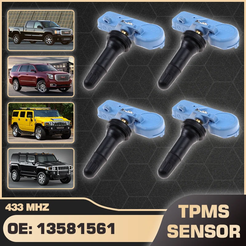 4 Uds Monitor de presión de neumáticos Sensor TPMS 433 MHz para GMC ...