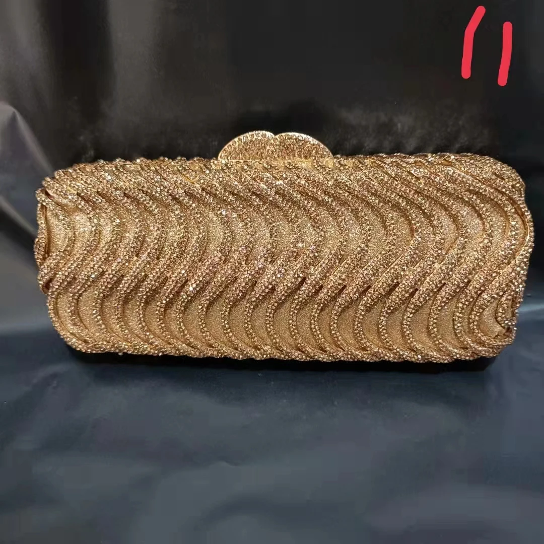 XIYUAN-Women-Blue-Silver-Pink-Gold-Crystal-Evening-Bag-Wave-Hollow ...