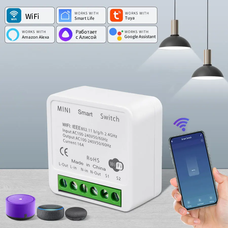 Mini-WiFi-M-dulo-Interruptor-de-Luz-DIY-Controle-de-2-Vias-Trabalhar ...