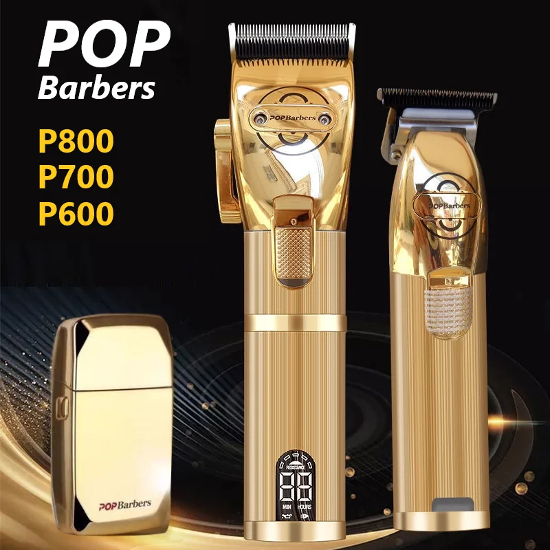 Pop-Barbers-P600-700-800-Hair-Clipper-Electric-Gold-Black-Hair-Trimmer ...
