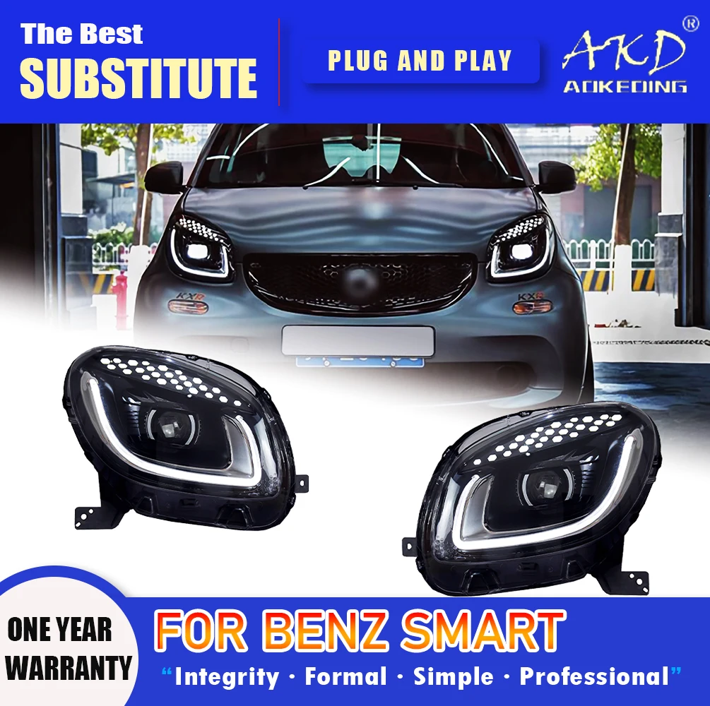 AKD Head Lamp for BENZ Smart LED Headlight 2014-2020 Headlights Smart ...