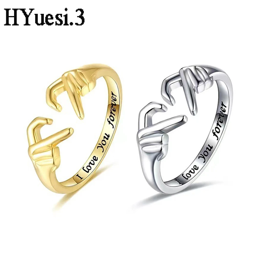 I Love You Forever Heart Claddagh Rings Couples Adjustable Open Finger ...