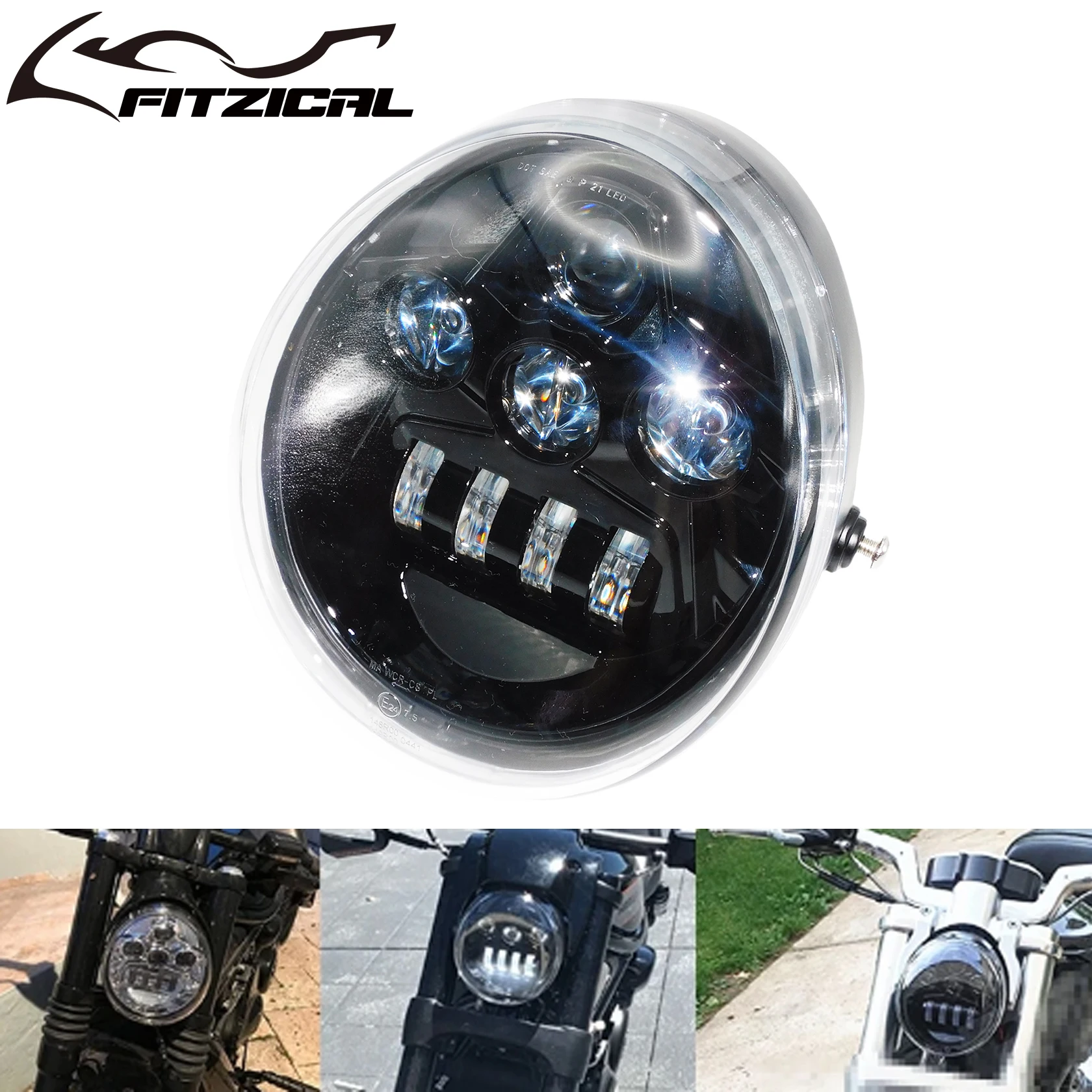 Motorcycle Front LED Headlight HI/ Low Beam Headlamp For Harley VRSC ...