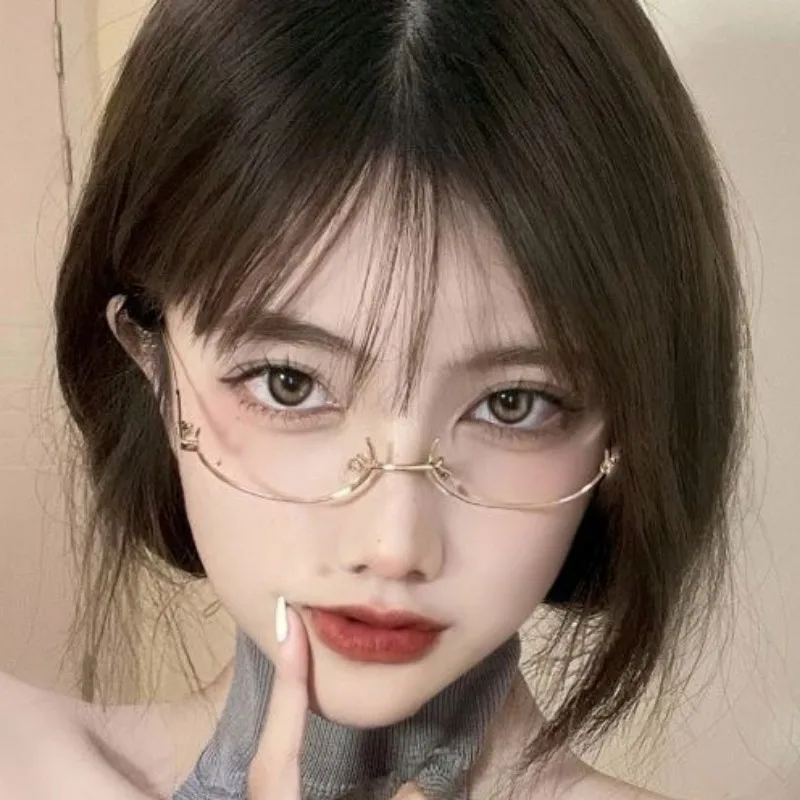 Anime Two-dimensional Cosplay Lower Half Frame Glasses Without Lens Y2k ...