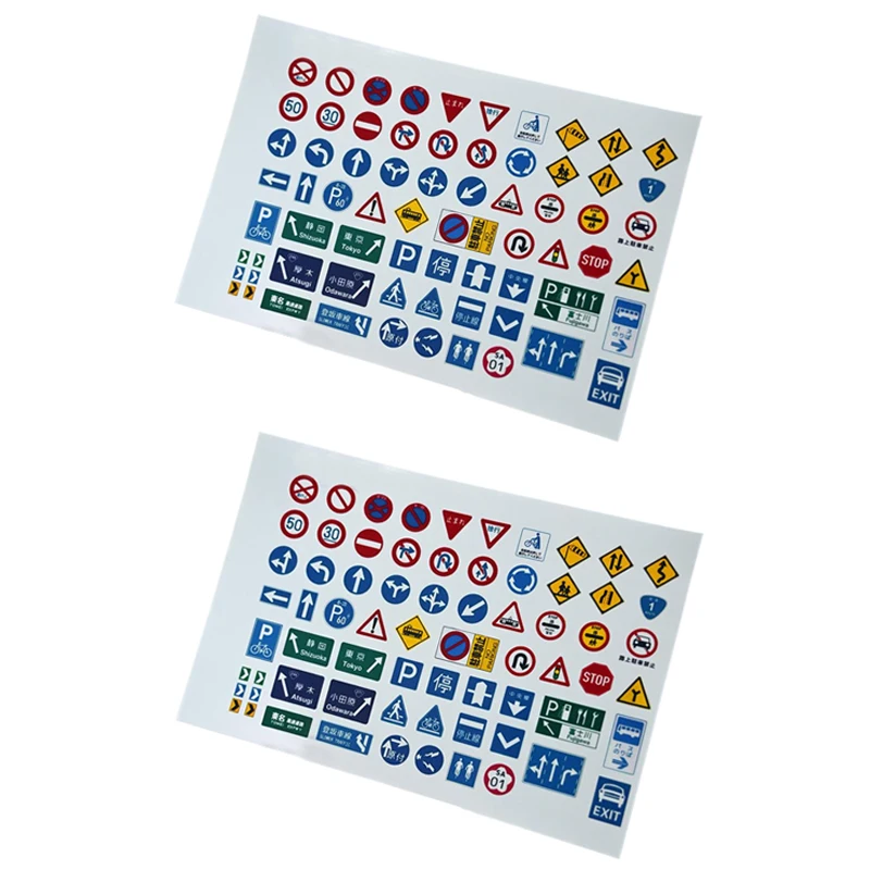 2PCS 1/64 Scale Traffic Sign/Road Marking Pattern Sticker 15X10cm ...