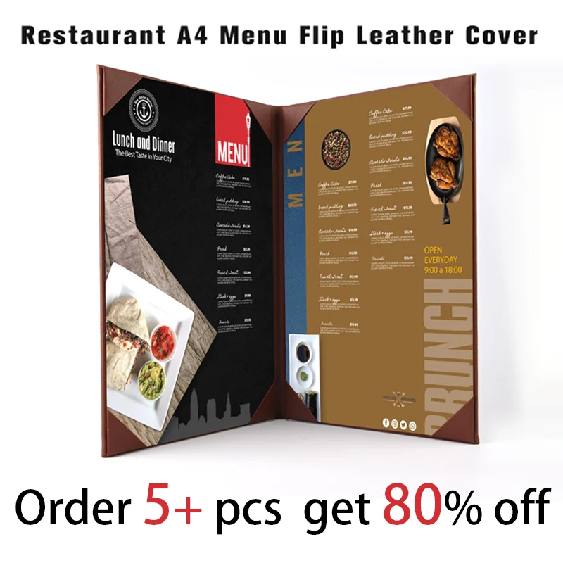 A4-Menu-Folder-Leather-Oil-resistant-For-Restaurant-Salon-Hotel-Bar ...