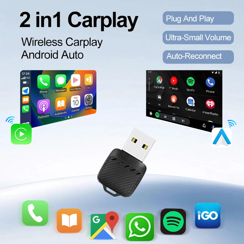 2 In 1 Wireless Carplay AI Box Android Auto 5G WIFI AI Smart Box Car ...