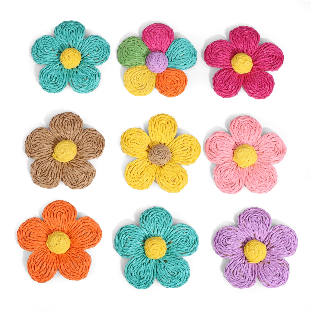 Raffia Flowers Handmade | Raffia Earrings Jewelry | Raffia Jewelry ...