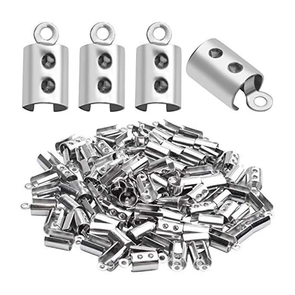 50pcs-Stainless-Steel-Rope-Chain-Cords-Crimp-Bead-End-Caps-For-Jewelry ...
