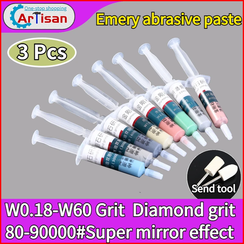 3 Pcs Diamond Abrasive Paste W0.18-w60 Grit 80~90000# Needle Tube ...