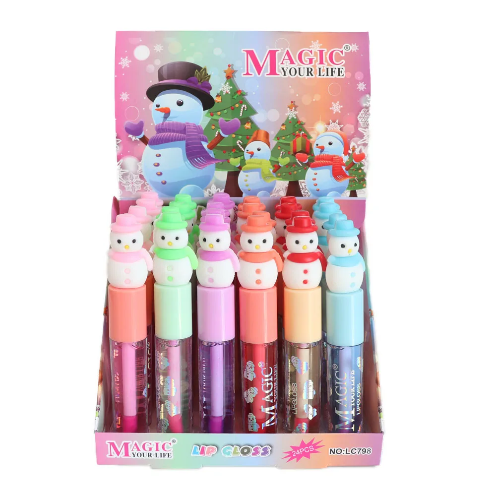 24Pcs-Christmas-Snowman-Lip-Gloss-6-Colors-Set-Long-Lasting-Lip-Oil ...