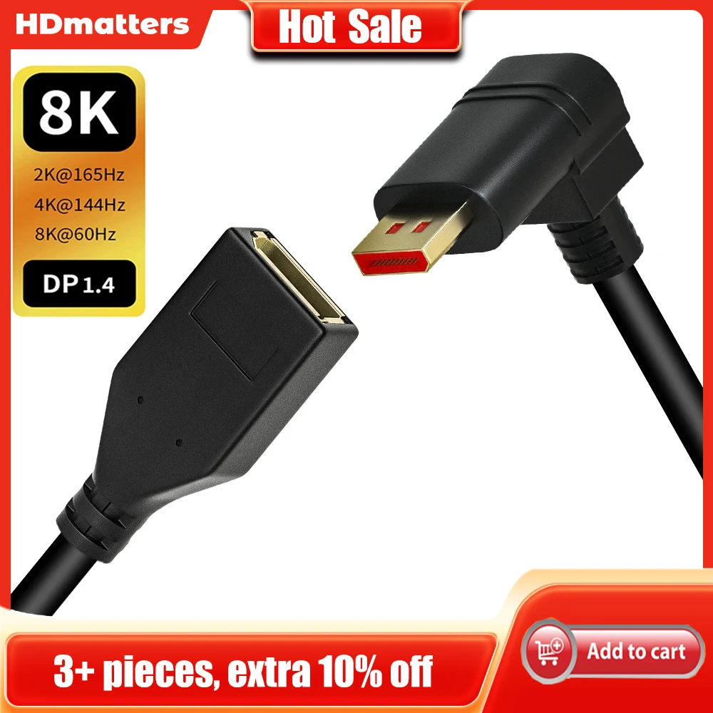 4K-144Hz-8K-60Hz-Displayport-extension-cable-90-degree-angled-DP-1-4 ...