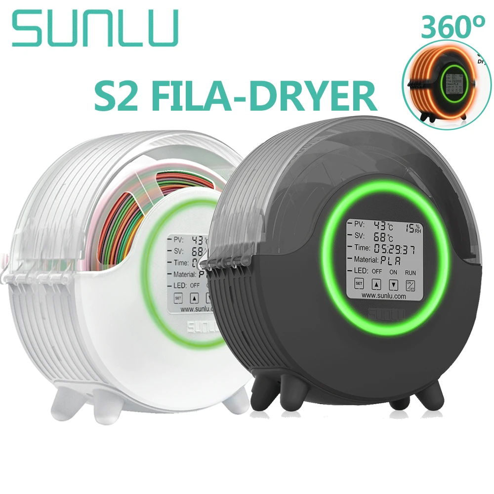Sunlu 3d Filament Dryer Box S2 70℃ Heating 360° Drying Evenly Led Touch ...
