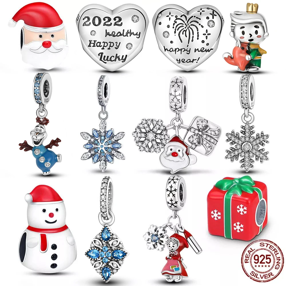 Christmas Gift Charm Beads Fit Pandora Bracelet Snowflake Clear CZ ...