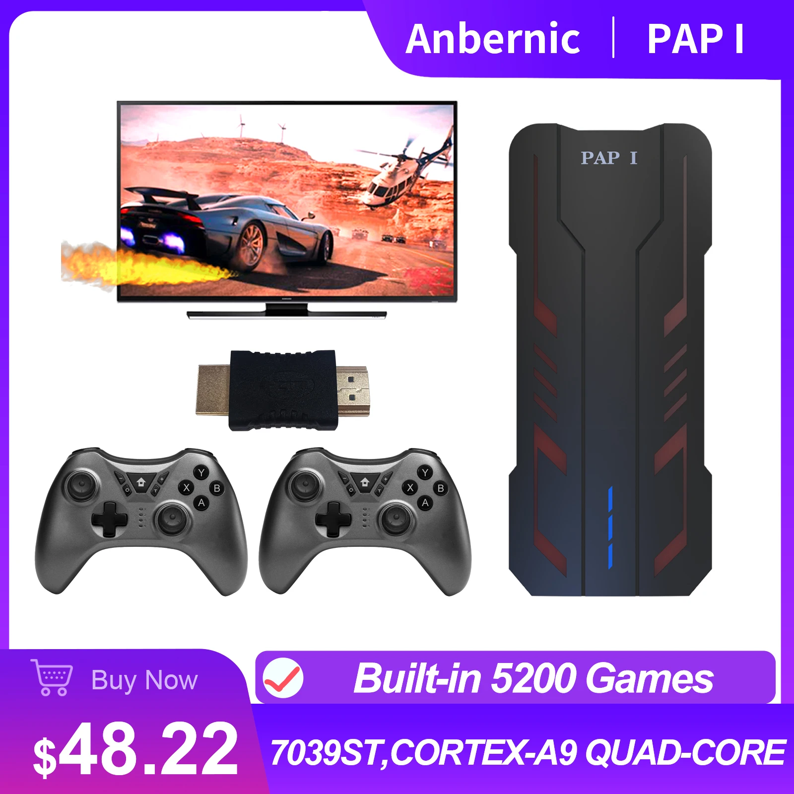 Anbernic pap 1 ps1 vídeo game console 64bit 4k saída de tv 5200 jogos 2 ...