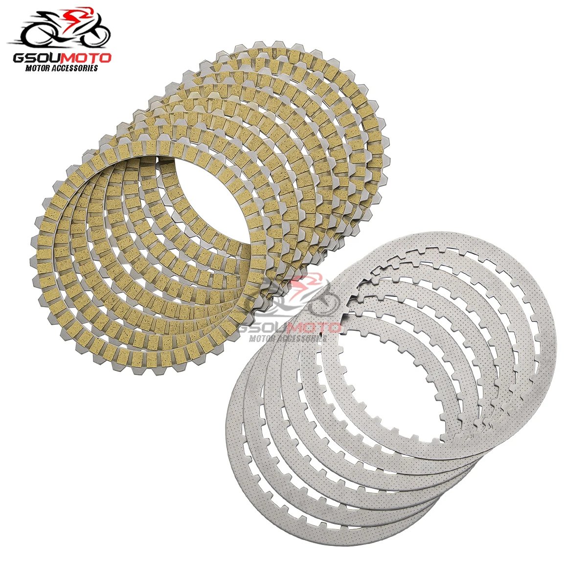 Motorcycle Engine Carbon Fiber & Steel Clutch Friction Plates Discs For ...