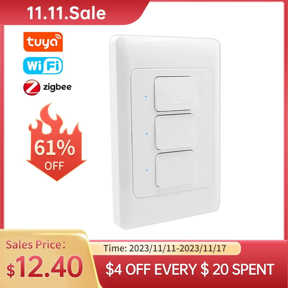 Interruptores-de-bot-o-de-parede-inteligentes-Tuya-Wi-Fi-Zigbee-SEM-fio ...
