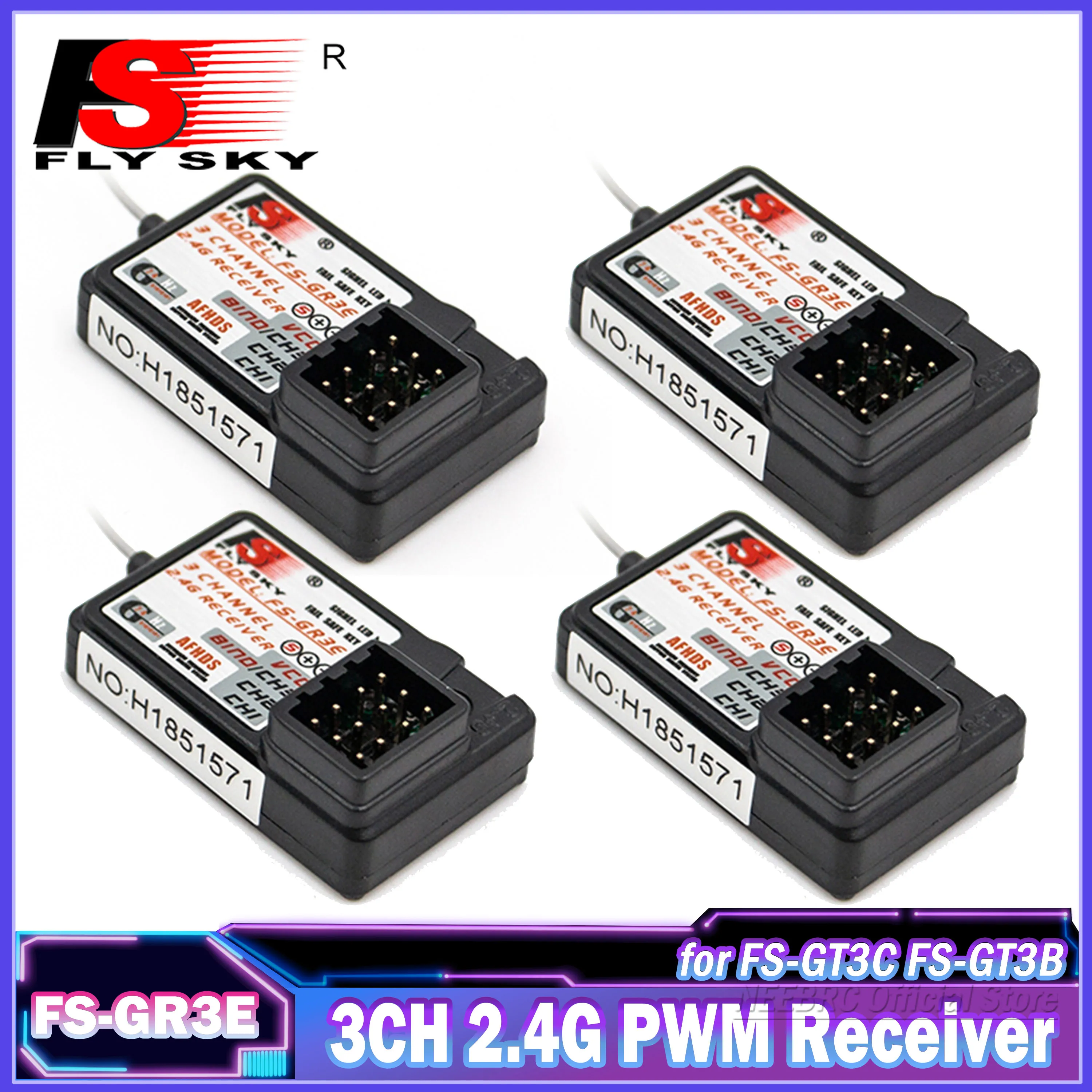 FLYSKY FS-GR3E 3CH 2.4G PWM Receiver 4.0-6.5V Radio System for RC Model ...