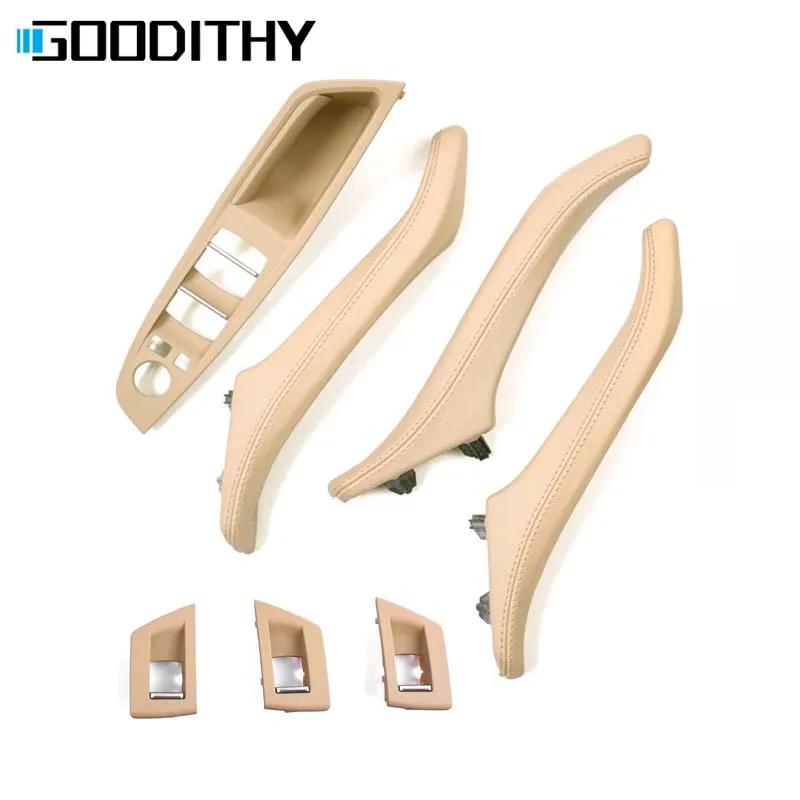 Lhd Car Leather Cover Interior Door Handle Panel Pull Trim Assembly For ...