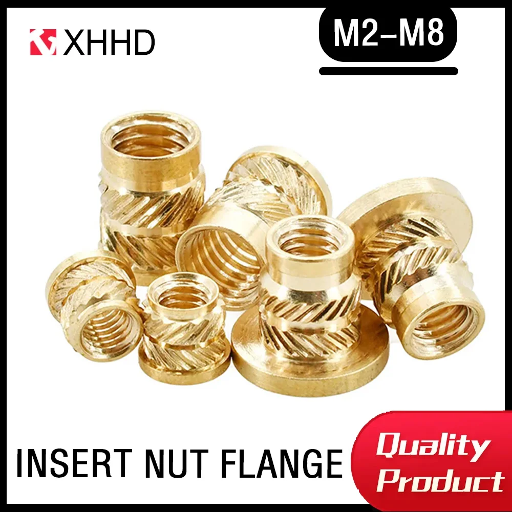 M2-M3-M4-M5-M6-M8-Brass-Insert-Nut-Hot-Melt-Flange-Thread-Knurled-T ...