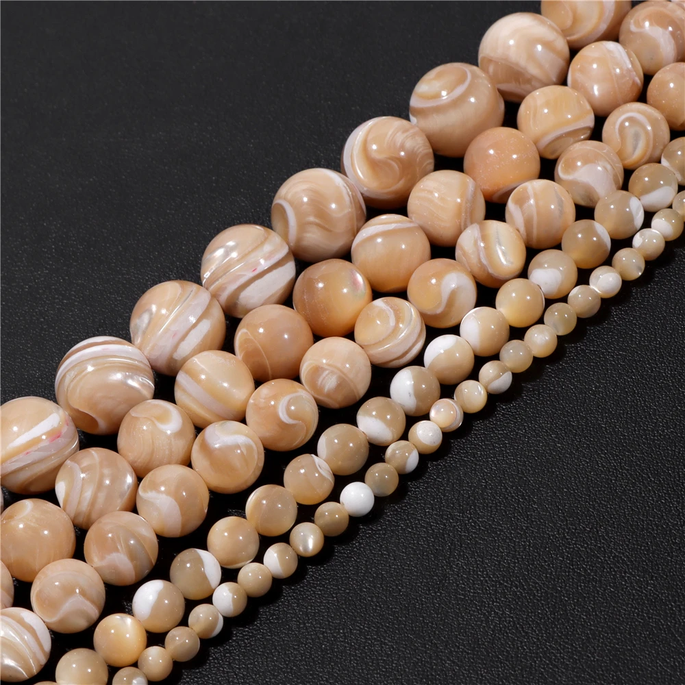 Natural-Round-Trochus-Shell-Bead-4-6-8-10-12mm-Smooth-Mother-Of-Pearl ...