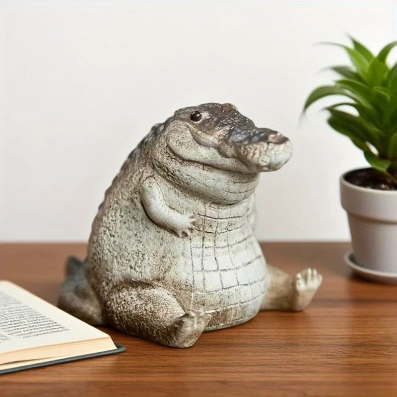 Cute Little Crocodile Indoor Ornament,Home Desktop Resin Handicraft ...