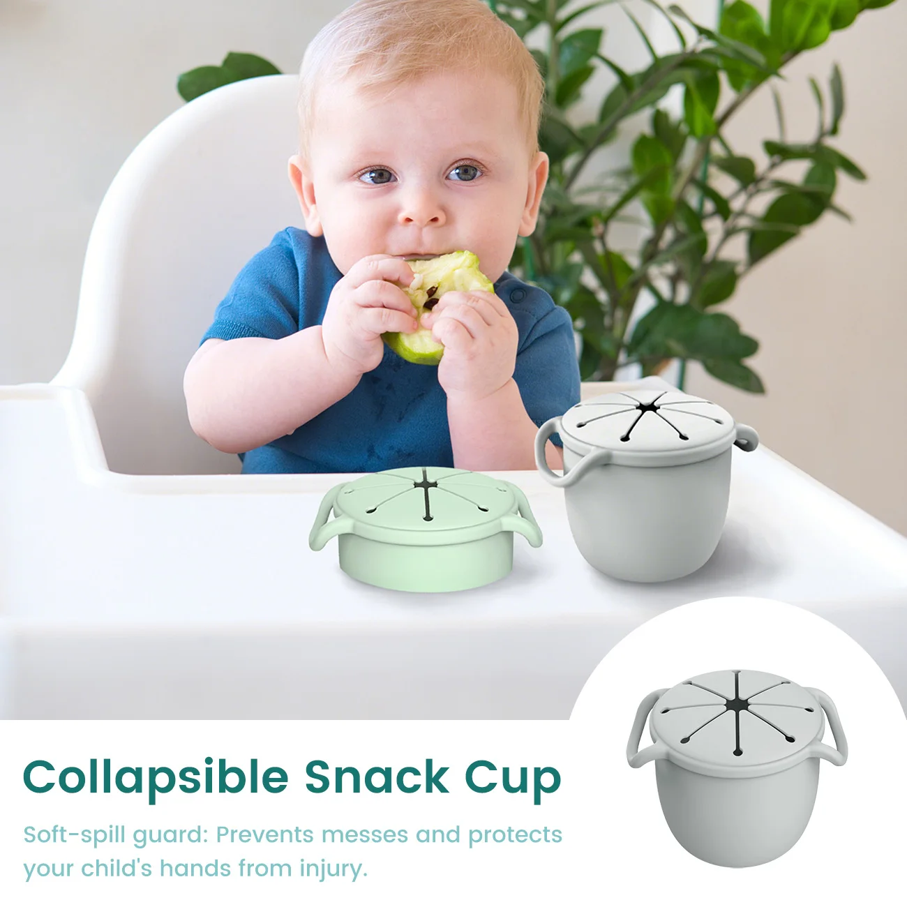 Baby Silicone Snack Container, Snack Cups for Toddlers Spill Proof ...
