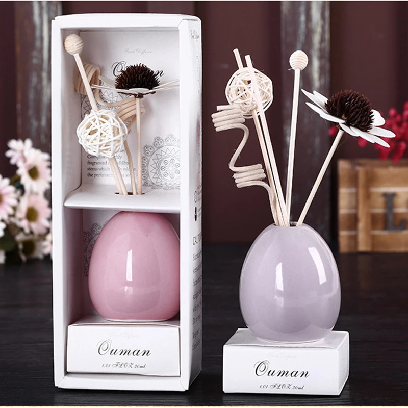 Y Ceramic Bottles Rattan Diffuser Dried Flowers Volatile Aromatherapy ...
