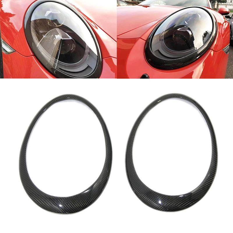 2PCS-Real-Carbon-Fiber-FRP-Headlight-Eyebrow-Eyelids-Cover-Trim-Front ...