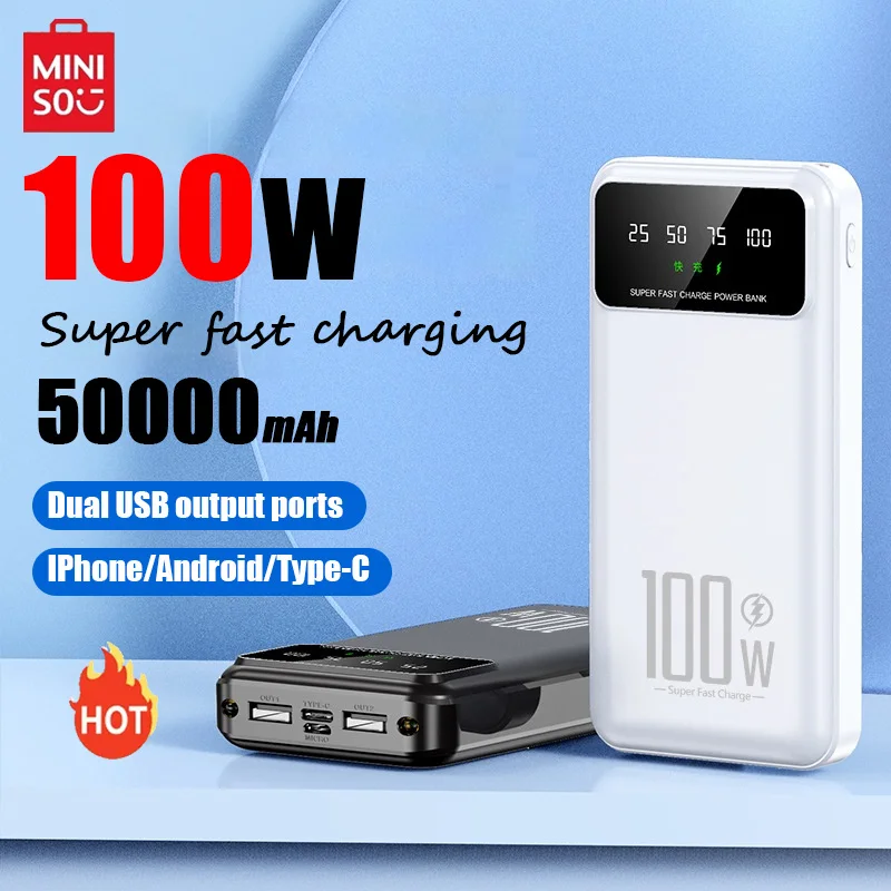 Miniso-50000mAh-High-Capacity-100W-Fast-Charging-Power-Bank-Portable ...