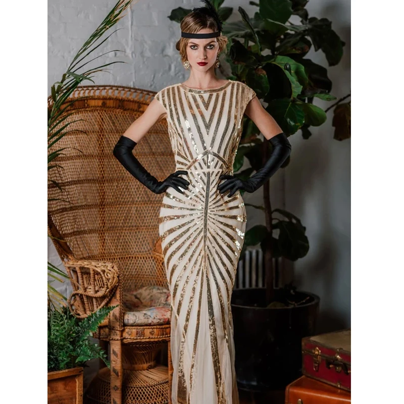 Gold Beaded Flapper Dress