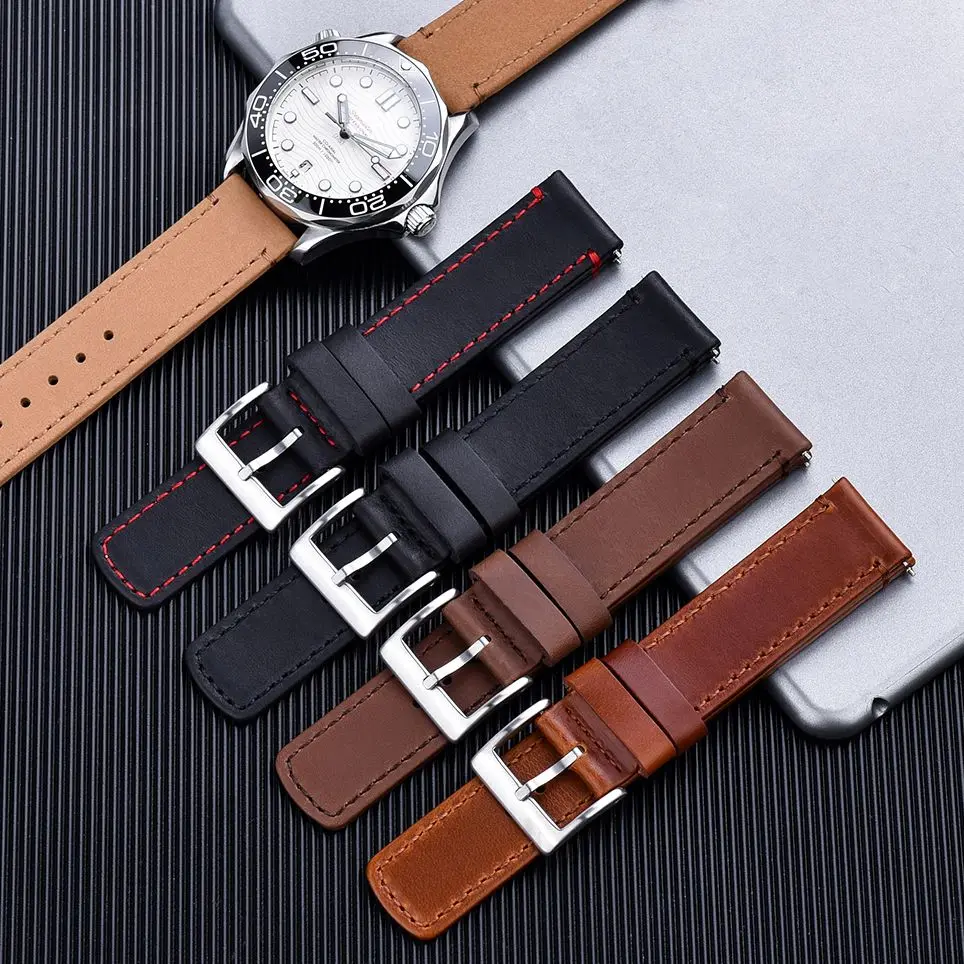 Leather-Watch-Strap-20-22mm-Quick-Release-Straps-Brown-Vintage-Leather ...