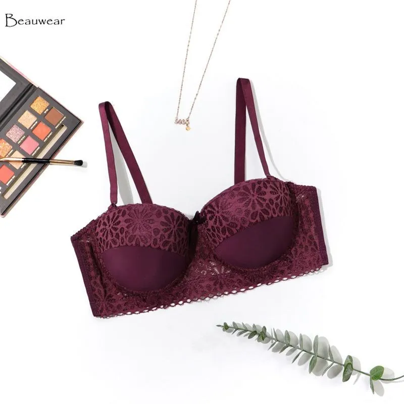 Beauwear 38C 44D kadın 1/2 fincan dalma sütyen olmayan dolgu seksi görünmez straplez sütyen ...