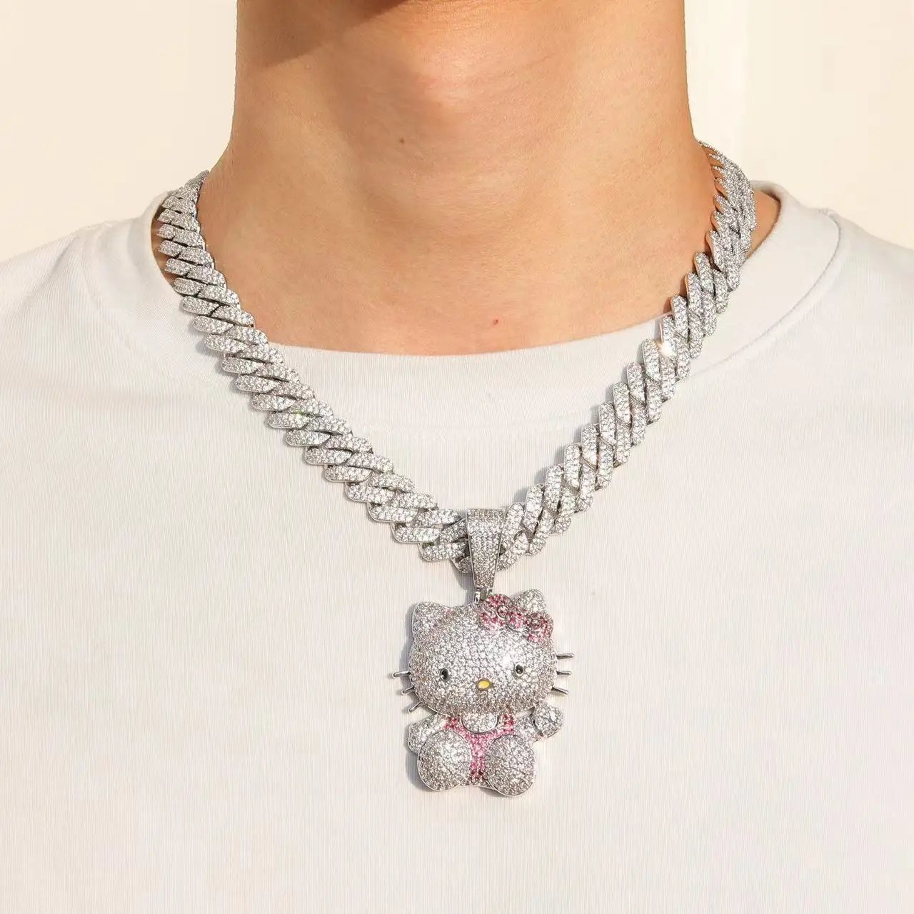Kawaii-Hello-Kitty-collana-Anime-Sanrio-Hip-Hop-collana-con-ciondolo ...