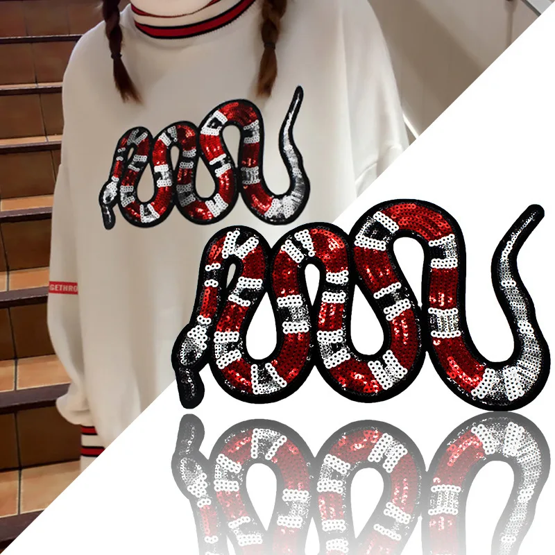 Parches bordados para ropa con lentejuelas grandes, Animal, serpiente ...