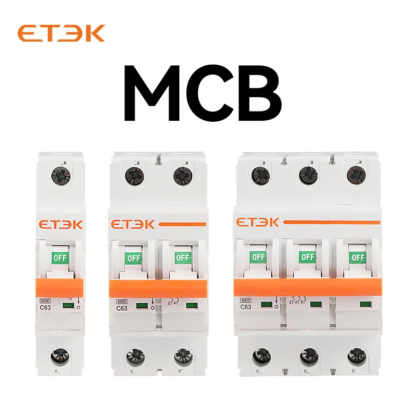 ETEK Mini Circuit Breaker MCB AC Short Overload Protector C Curve 1P 2P ...