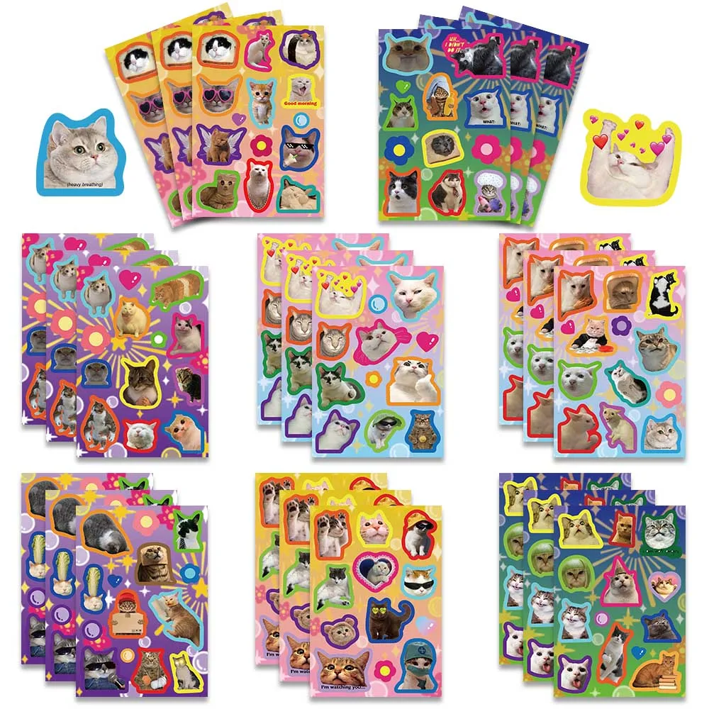 32Sheets-Cats-Cool-DIY-Puzzle-Stickers-Cartoon-Face-Funny-Animals ...