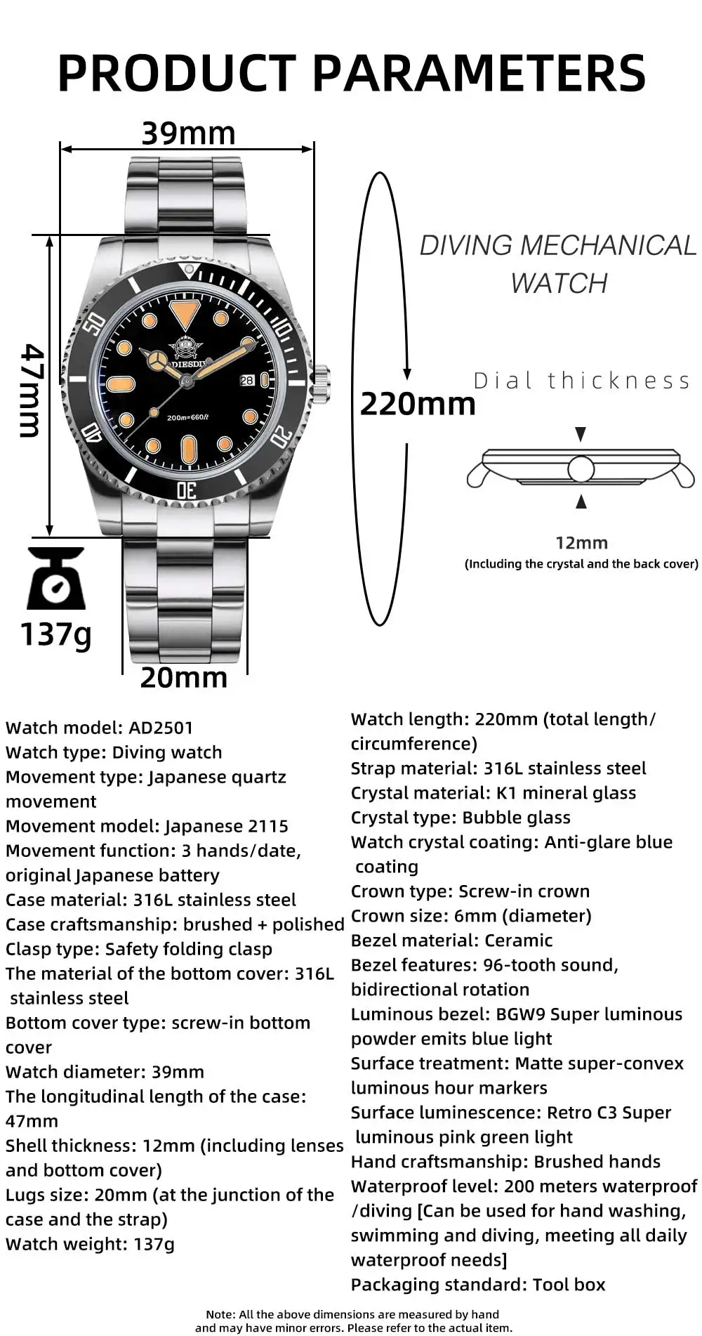 ADDIESDIVE AD2501 мужские кварцевые часы из нержавеющей стали | AliExpress