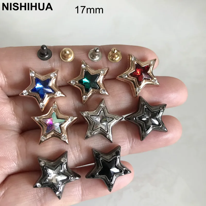 3D-Sparkling-Star-Rivets-Studs-vermelho-azul-verde-Clear-Crystal-Grey ...