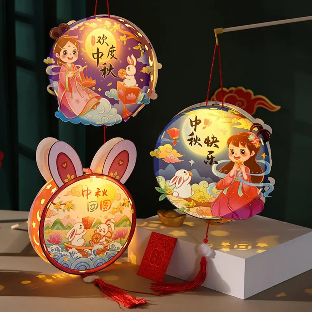 1Pc Paper Lanterns Portable Glowing Festival Lantern Diy Kit Charming ...