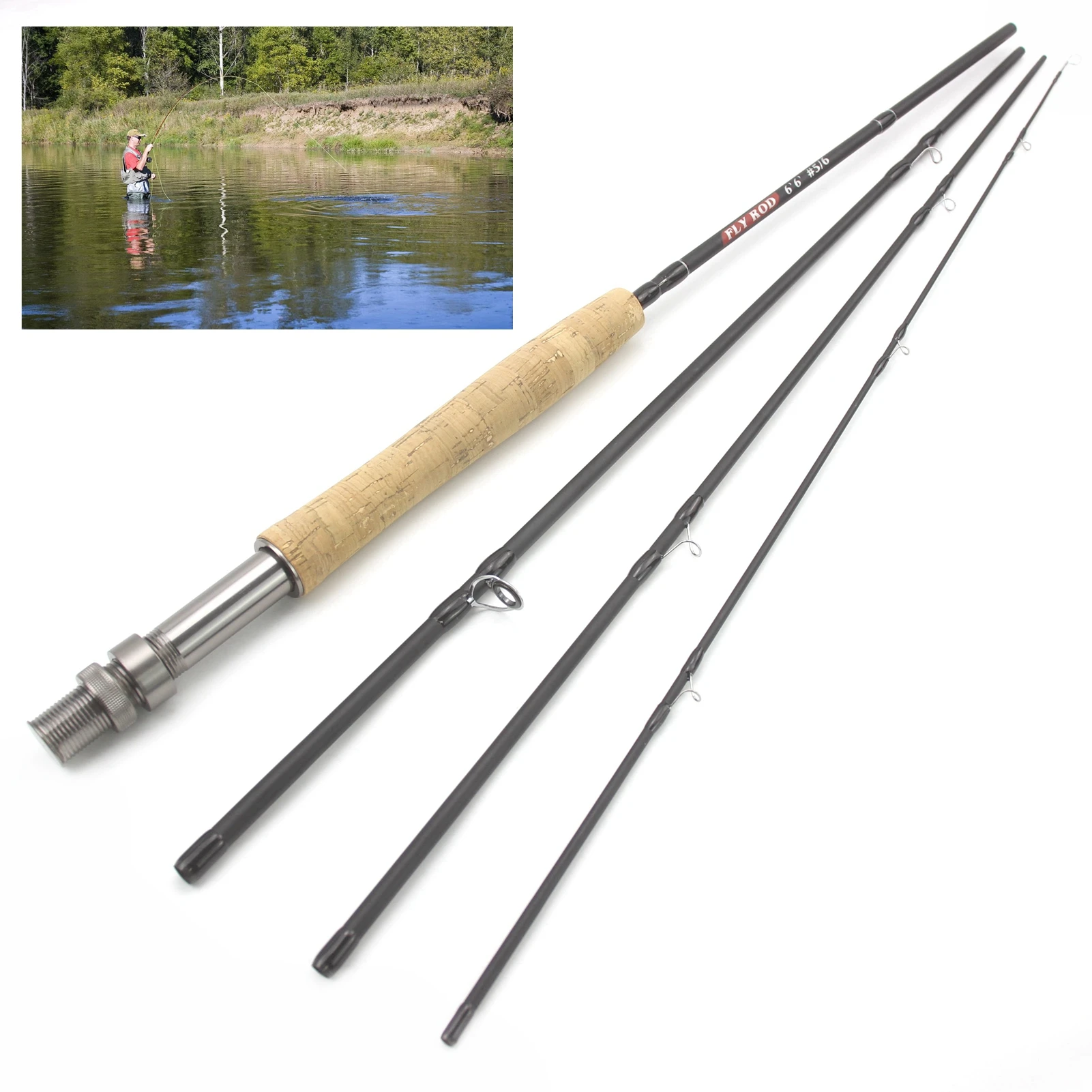 NEW-2-1M-7FT-Fly-Fishing-Rod-Carbon-Fiber-5-6-WT-Slow-Action-Cork ...