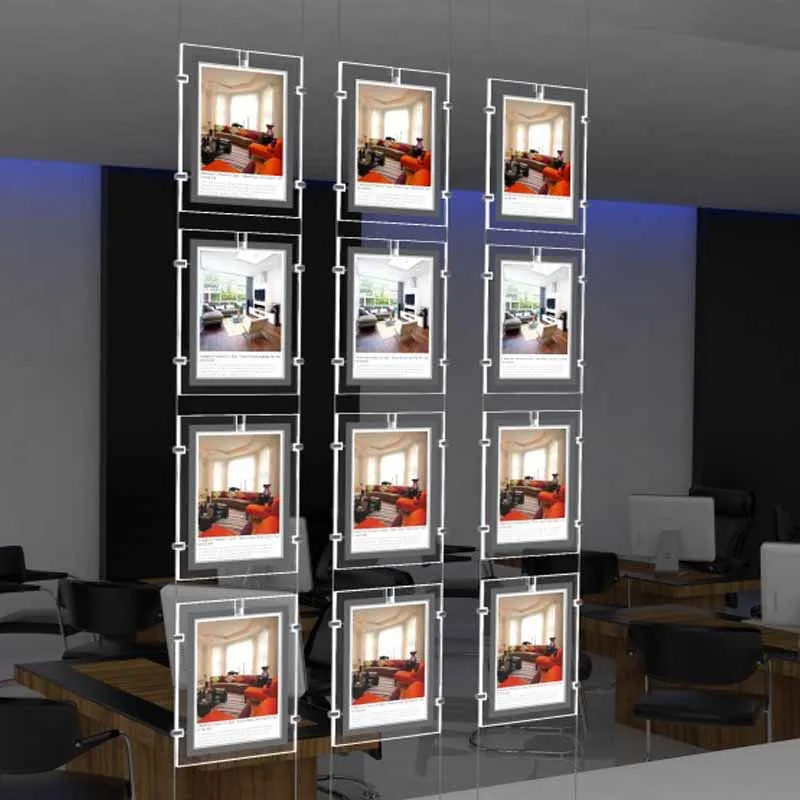 A4 Double Sided Suspended Estate Agent LED Window Lightbox Screens Hanging Signs & Ads for ...
