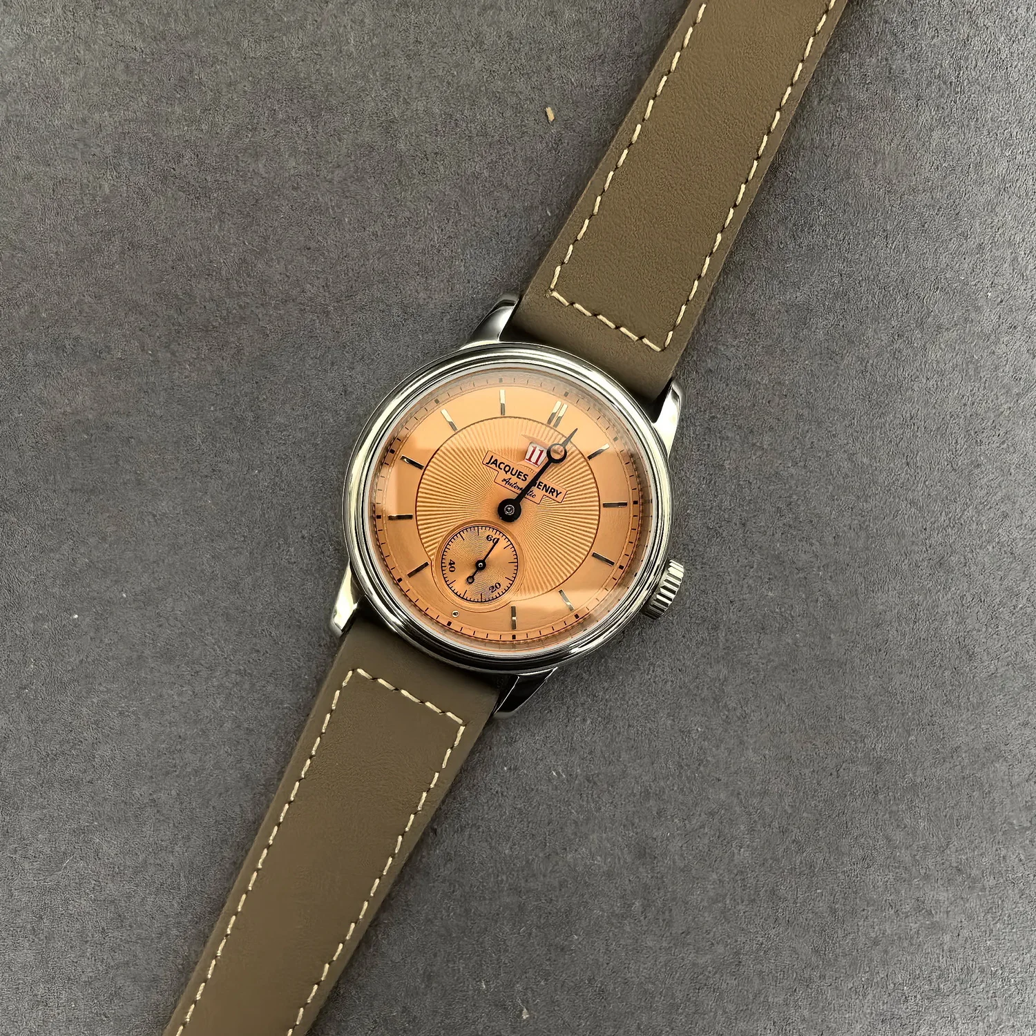JACQUES GENRY Men Automatic Watch 38mm Jump Hour Mechanical Wristwatch ...
