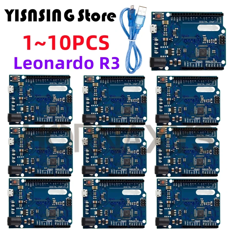 1-10pcs-Leonardo-R3-Development-Board-With-30cm-USB-Cable-ATMEGA32U4 ...