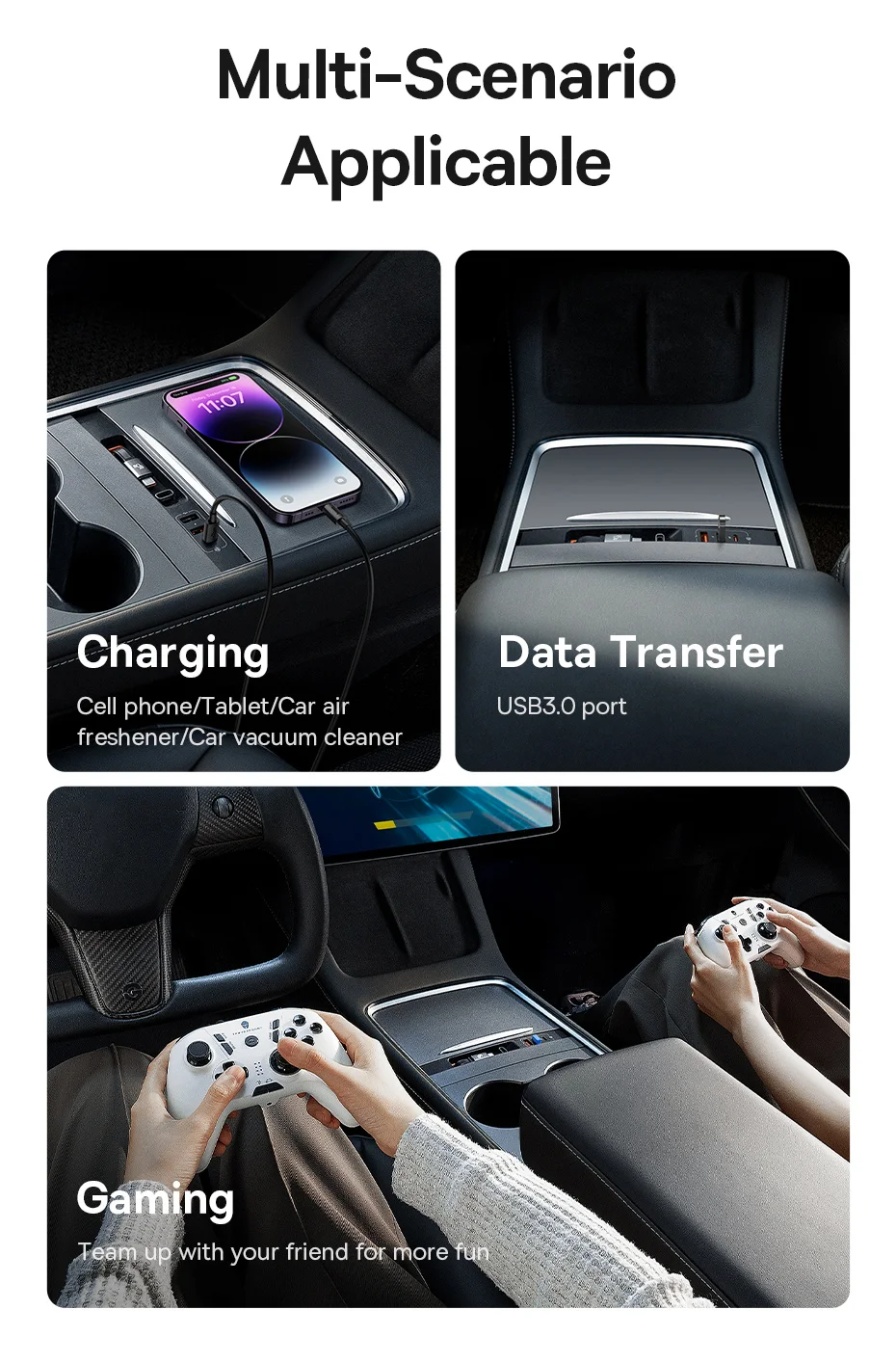 Baseus Tesla Model 3/Y Hub: 45W PD Fast Charger, Intelligent Car ...